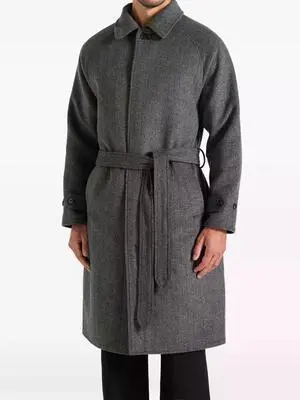 Manière De Voir Alfie In /black Reversible Belted Wool-blend Car Coat - Grey