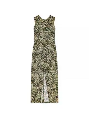 Dries Van Noten Long Slitted Floral Dress - Green