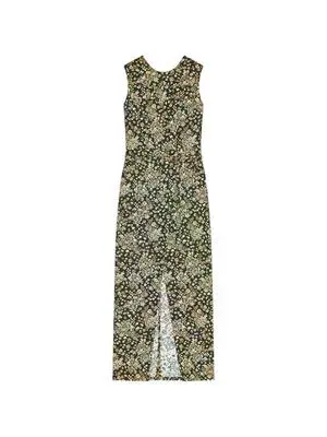 Dries Van Noten Long Slitted Floral Dress - Green