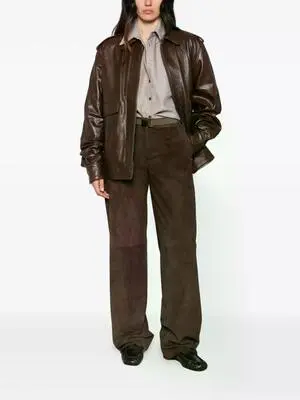 Antonelli Firenze Suede Wide-leg Trousers - Brown