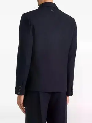 Manière De Voir Didier In Black Double Breasted Tailored Wool-blend Suit Blazer