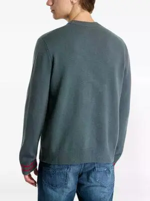 DIESEL® K-patri Patch-detail Striped-cuff Sweater - Green