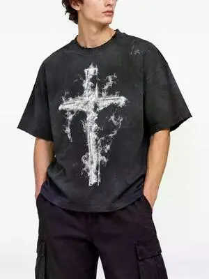 WARMAN Distressed Cross-print T-shirt