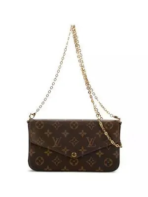 LOUIS VUITTON Pochette Felicie Monogram Detachable-chain Clutch Bag - Brown