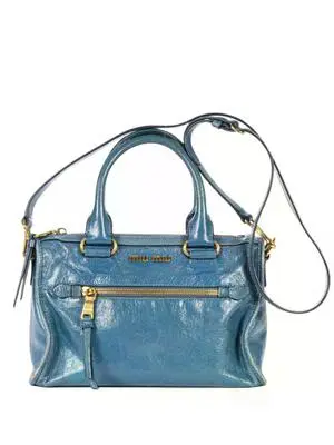 Miu Miu Front Zip-pocket Leather Tote Bag