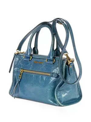 Miu Miu Front Zip-pocket Leather Tote Bag