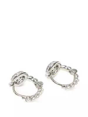 Guess Tiny Pearly Crystal-embellished Faux-pearl Hoop Earrings