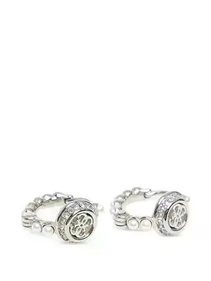Guess Tiny Pearly Crystal-embellished Faux-pearl Hoop Earrings