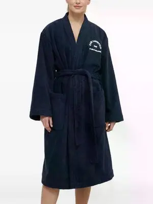Karl Lagerfeld Logo-embroidered Belted Bath Robe - Blue