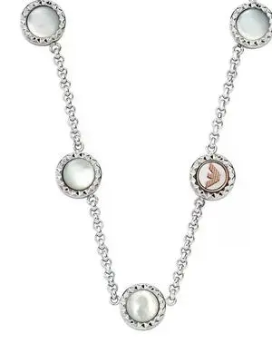 Emporio Armani Mother-of-pearl Logo-plaque Necklace - Silver