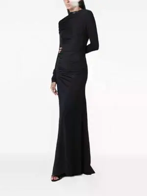 Victoria Beckham Draped-shoulder Long-sleeve Maxi Dress