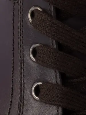 Prada Lace-up Leather And Re-nylon Booties - Brown
