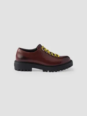 Prada Aged Leather Lace-up Shoes - Brown