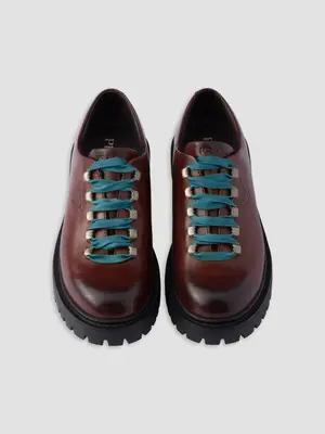 Prada Aged Leather Lace-up Shoes - Brown