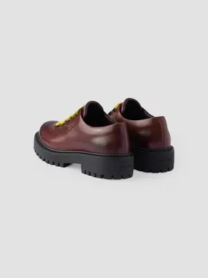Prada Aged Leather Lace-up Shoes - Brown