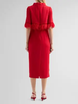 Badgley Mischka Layered Feather-trim Cocktail Dress