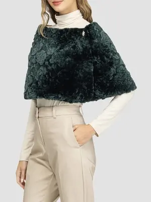 Gorski Select Shearling Lamb Rose Cut Capelet - Emerald