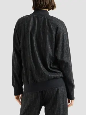 Brunello Cucinelli Comfort Virgin Wool Dazzling Chalk Stripe Sweatshirt With Logo