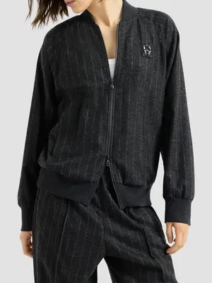 Brunello Cucinelli Comfort Virgin Wool Dazzling Chalk Stripe Sweatshirt With Logo