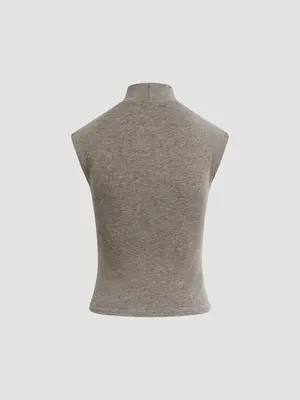 FAVORITE DAUGHTER The Heritage Mockneck Top - Heather Grey