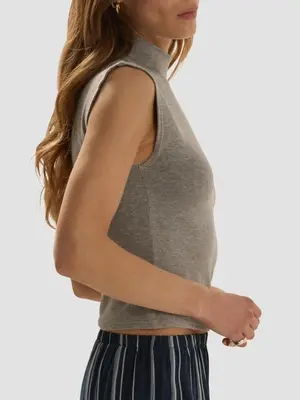 FAVORITE DAUGHTER The Heritage Mockneck Top - Heather Grey