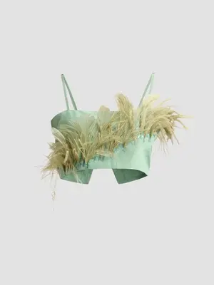 Azeeza Walton Feather-trimmed Top
