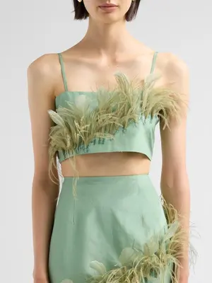 Azeeza Walton Feather-trimmed Top