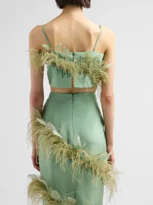 Azeeza Walton Feather-trimmed Top