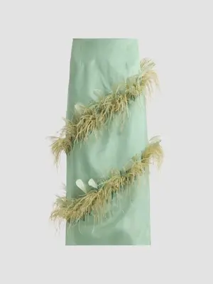 Azeeza Josephine Feather Embellished Skirt - Mint