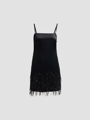 Azeeza Kavin Satin Embellished Mini Dress