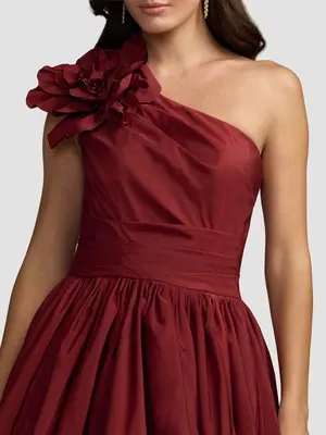 Mac Duggal 3d Flower Faille One-shoulder High-low Gown