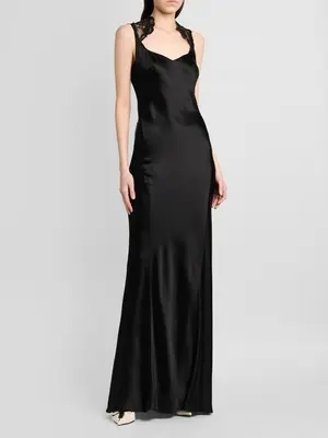 Alexander McQueen Lace-back Satin Evening Gown