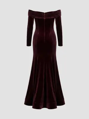 Mac Duggal Velvet Off-the-shoulder Mermaid Gown