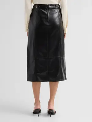 MILLY Nico Faux-leather Midi Skirt
