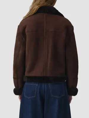 Simkhai Cassia Shearling-trim Suede Crop Jacket