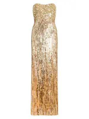 Jenny Packham Cesonia Embellished Strapless Column Gown