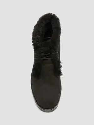 Manolo Blahnik Mircus Suede & Shearling Ankle Boots