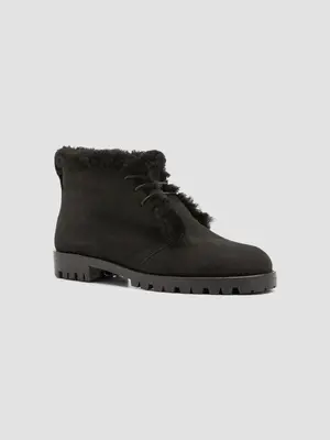 Manolo Blahnik Mircus Suede & Shearling Ankle Boots