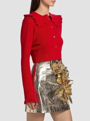 AKNVAS Kamomilla Ruffled Wool-cashmere Cardigan