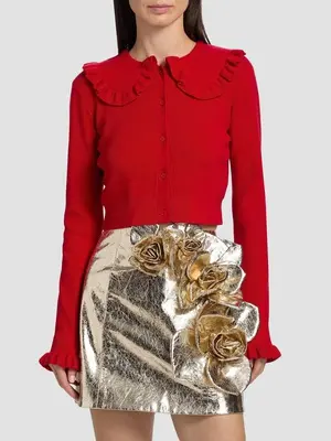 AKNVAS Kamomilla Ruffled Wool-cashmere Cardigan