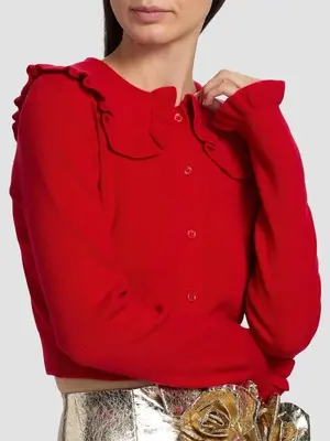 AKNVAS Kamomilla Ruffled Wool-cashmere Cardigan