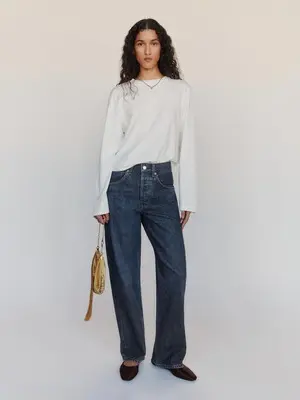 REFORMATION Ethan Low Rise Buckle Back Baggy Jeans Denim