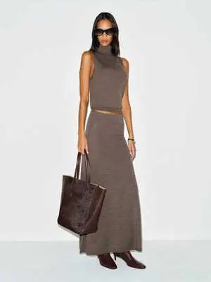 REFORMATION Alicia Regenerative Merino Mock Neck Tank Top - Brown