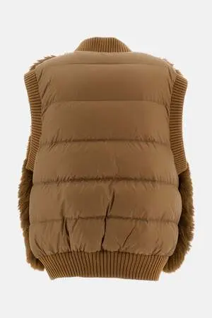 Moncler Wool Padded Gilet With Faux-fur Panel - Multicolor