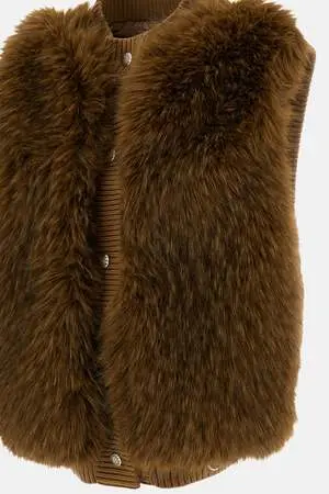 Moncler Wool Padded Gilet With Faux-fur Panel - Multicolor
