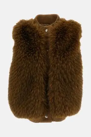 Moncler Wool Padded Gilet With Faux-fur Panel - Multicolor