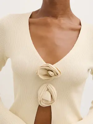 PRETTY LAVISH Clemmie Rosette Knit Top