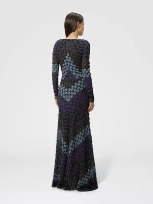 Missoni Long Viscose Lamé Dress With V-neck