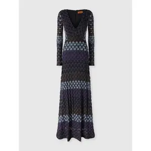 Missoni Long Viscose Lamé Dress With V-neck - Multicoloured