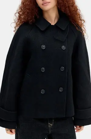 BDG URBAN OUTFITTERS Double Breasted Wool Blend Coat